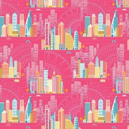 Cityscape Day | City - Cerise – Seams Sew Easy
