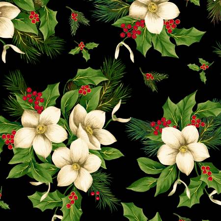 Christmas Blooms | Black - 108" – Seams Sew Easy